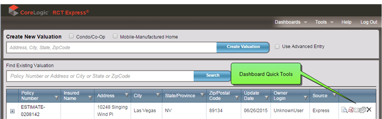 Dashboard Quick Tools
