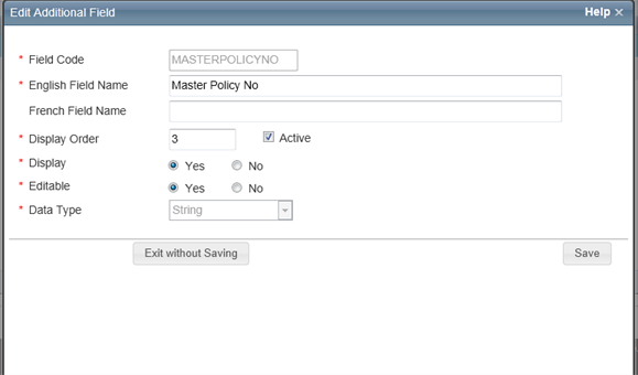 Edit Additional Fields